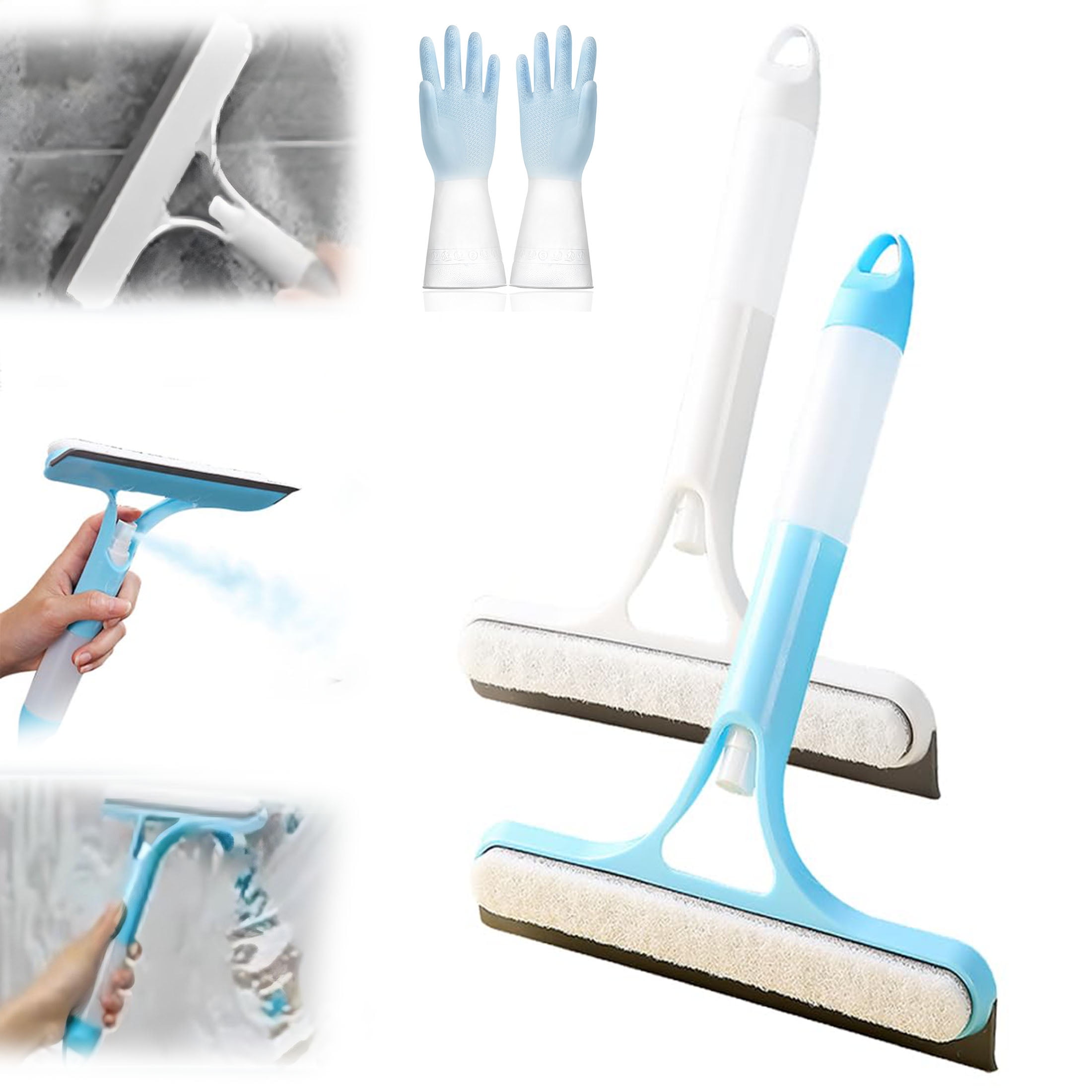 3 in 1 Window Cleaning Scraper with Built-in Spray Bottle - Streak-Free ...