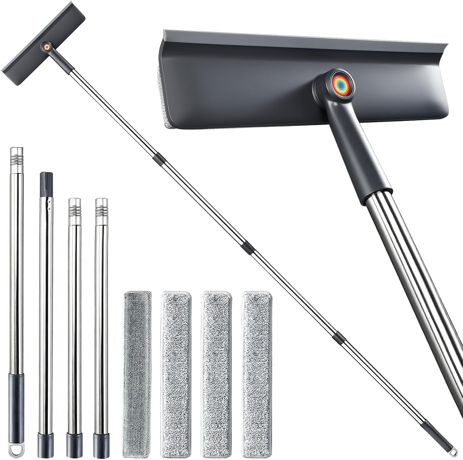 3-in-1 Window Squeegee for Home - 60" Window Cleaning Kit with 3 ...
