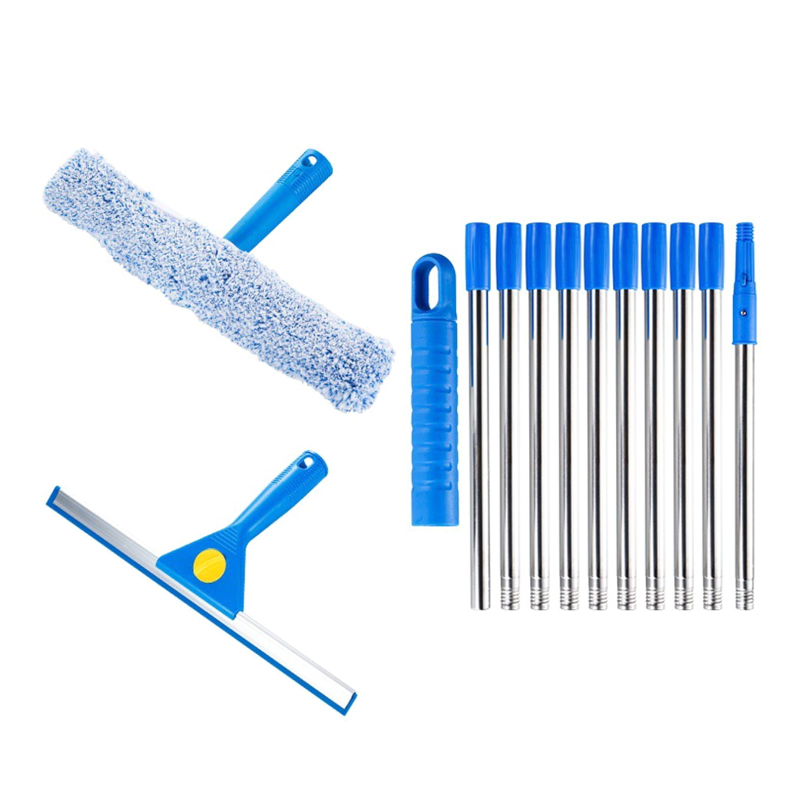 3-in-1 Window Squeegee & Scrubber with Extension Pole - Professional ...
