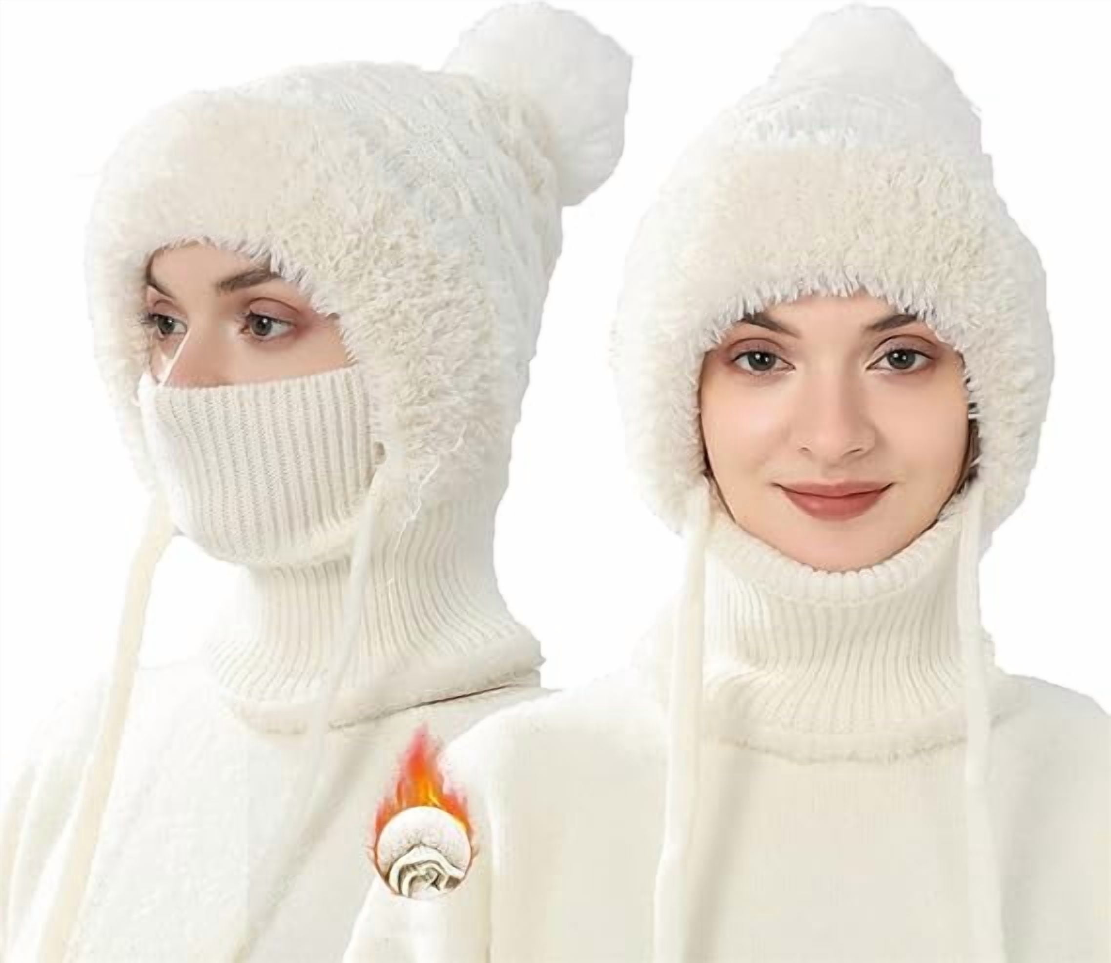 3-in-1 Winter Balaclava, Women's Outdoors Windproof Scarf Hat Warm Neck ...