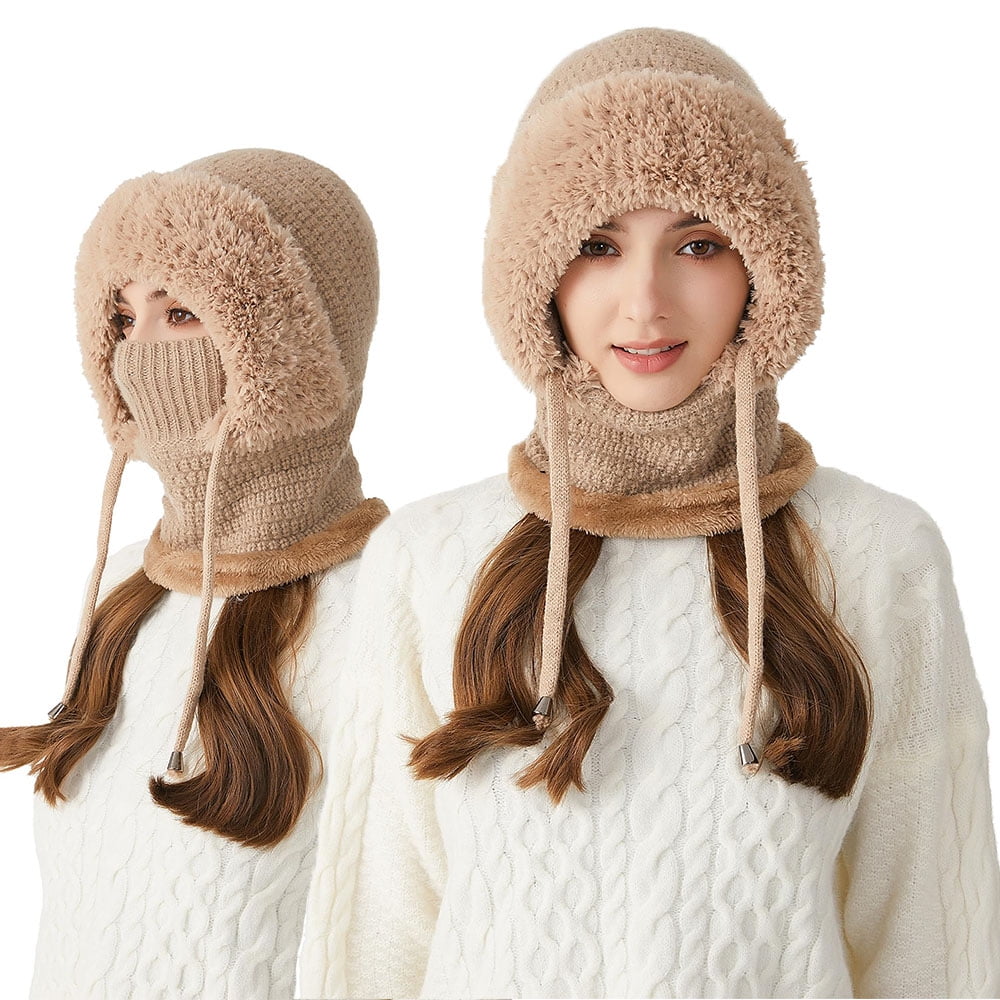 3-in-1 Winter Balaclava for Women, Women's Outdoors Windproof Scarf Hat ...