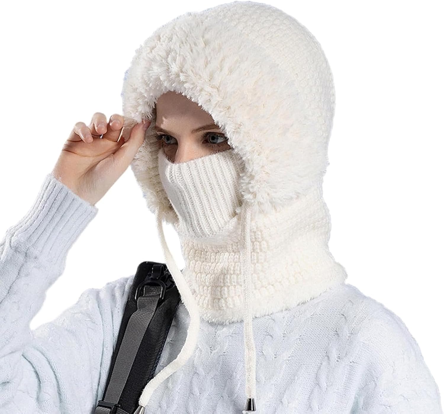 3 in 1 Winter Beanie Hat with Scarf and Mask Womens Knit Beanie Hat ...