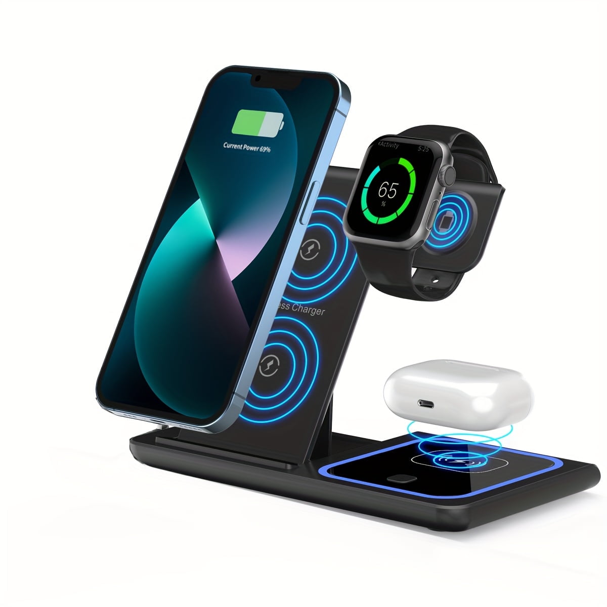 3-in-1 Wireless Charger: Fast Charge for iPhone/Apple Watch/AirPods ...