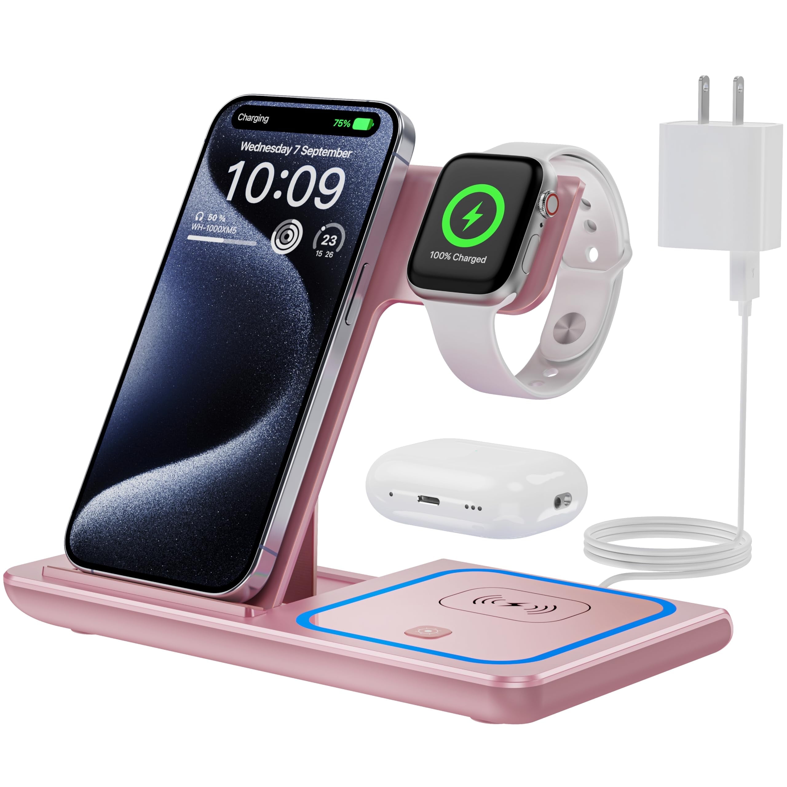 3-in-1 Wireless Charger: Fast Charge for iPhone/Apple Watch/AirPods ...