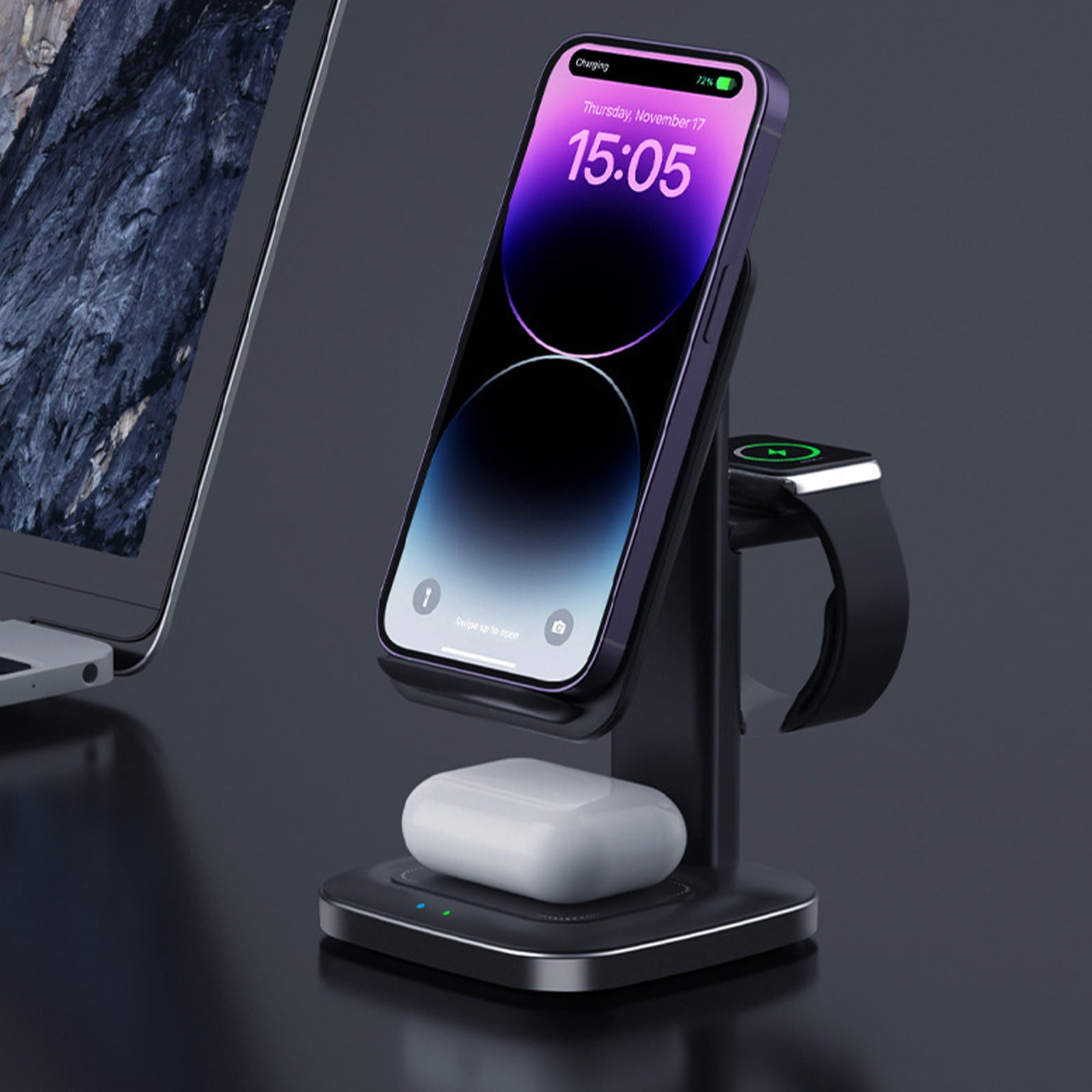 3-in-1 Wireless Charger, Multi-Device Hub, Fast Charging, Sleek Design ...