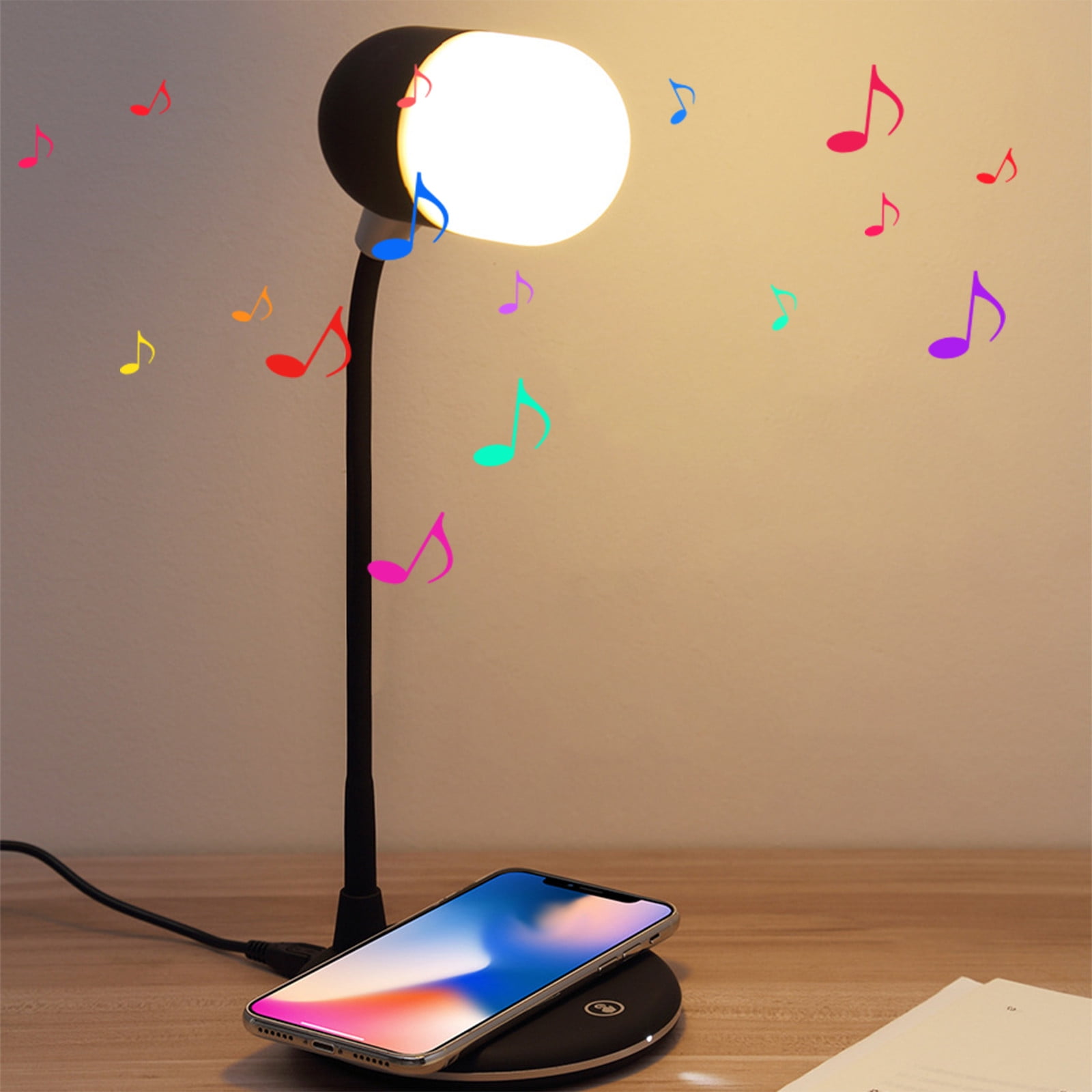 3-in-1 Wireless Charging Bluetooth Speaker & LED Dimmable Touch Desk ...