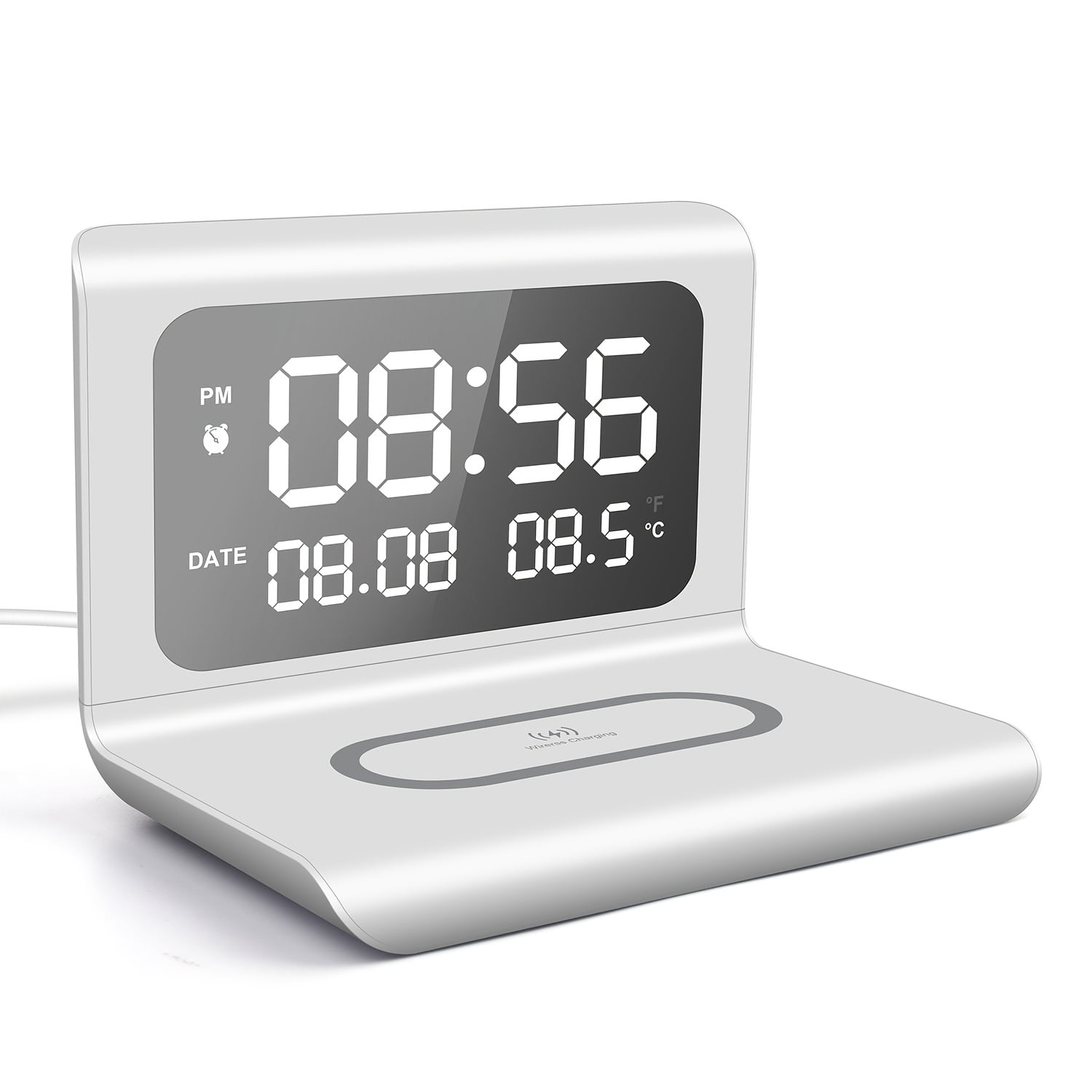 3-in-1 Wireless Charging Station Alarm Clock - Time/Temp Display ...