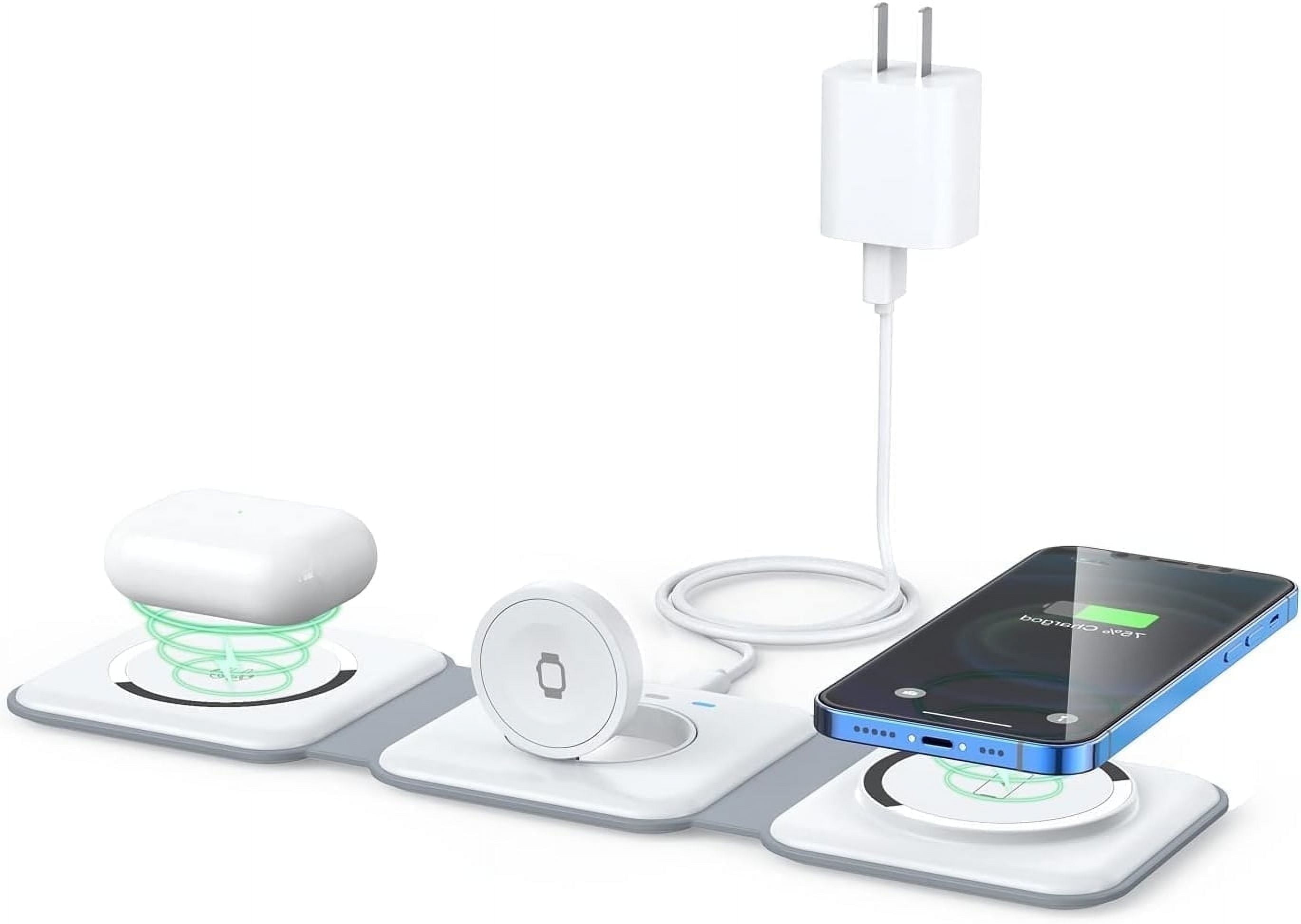 3-in-1 Wireless Charging Station, Magnetic Foldable Design Charging Station Compatible with ...