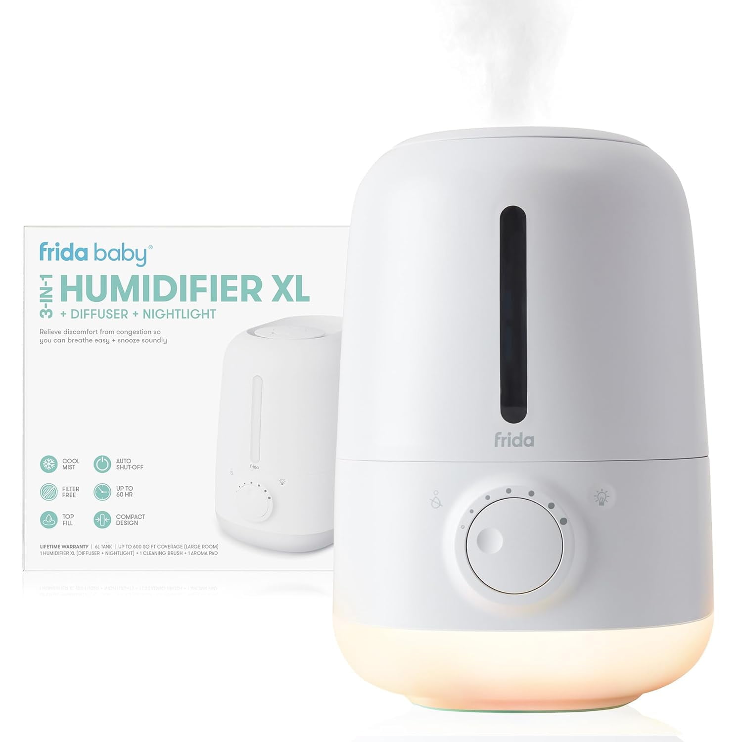 3-in-1 XL Top Fill Humidifier for Bedroom, Cold & Flu Relief, 6L Tank ...