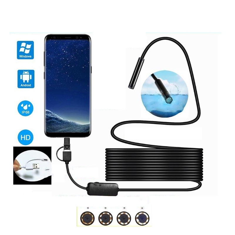 3-in-1 camera endoscope hd 1200p ip68 2/5/10m hard cable endoscope pipe ...