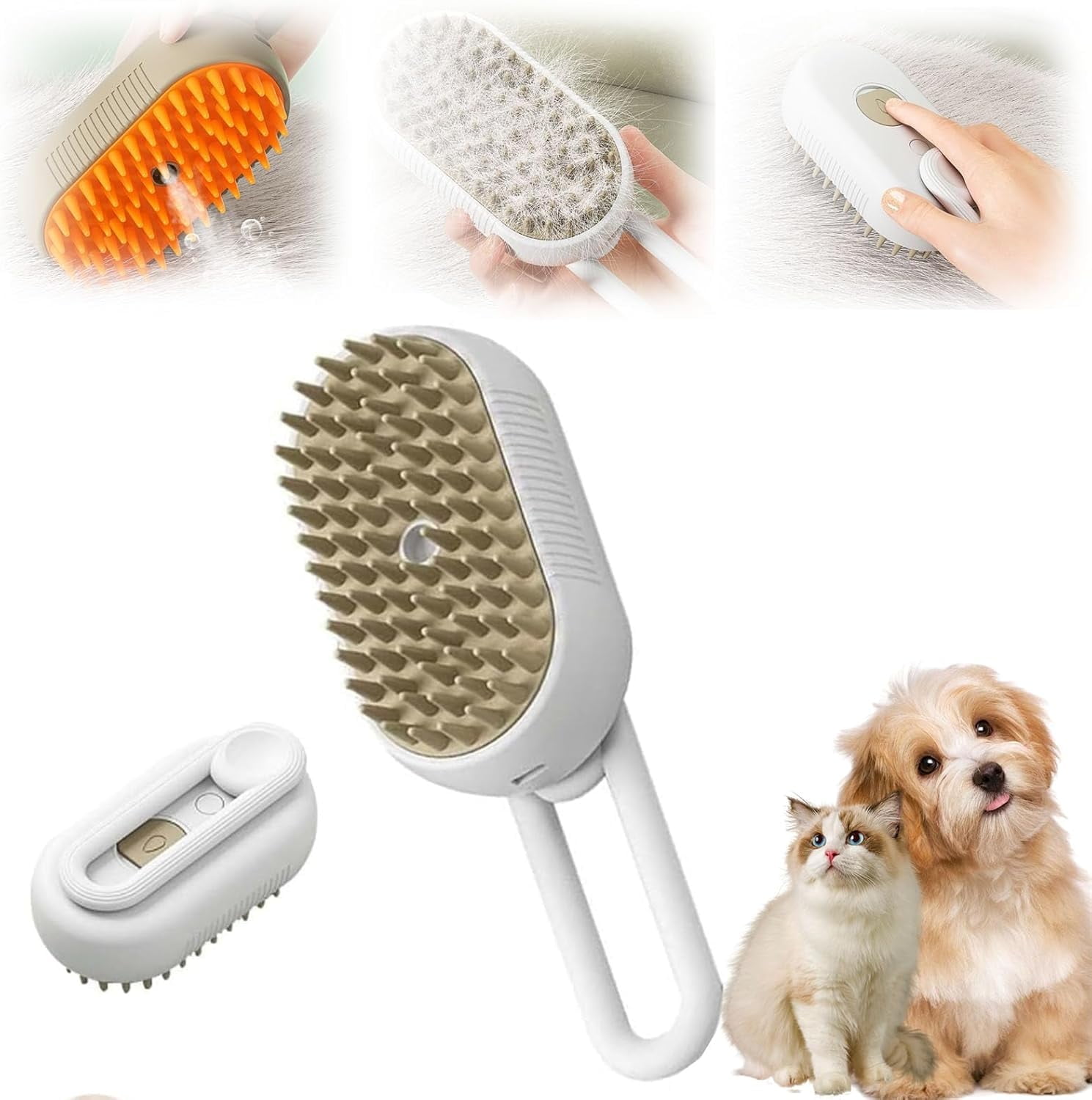3-in-1 cat steam brush, spritz defur comb for cats for massaging and ...