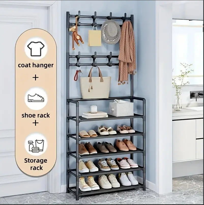 3-in-1 clothes rack with shoe rack, clothes rack with shoe cabinet ...