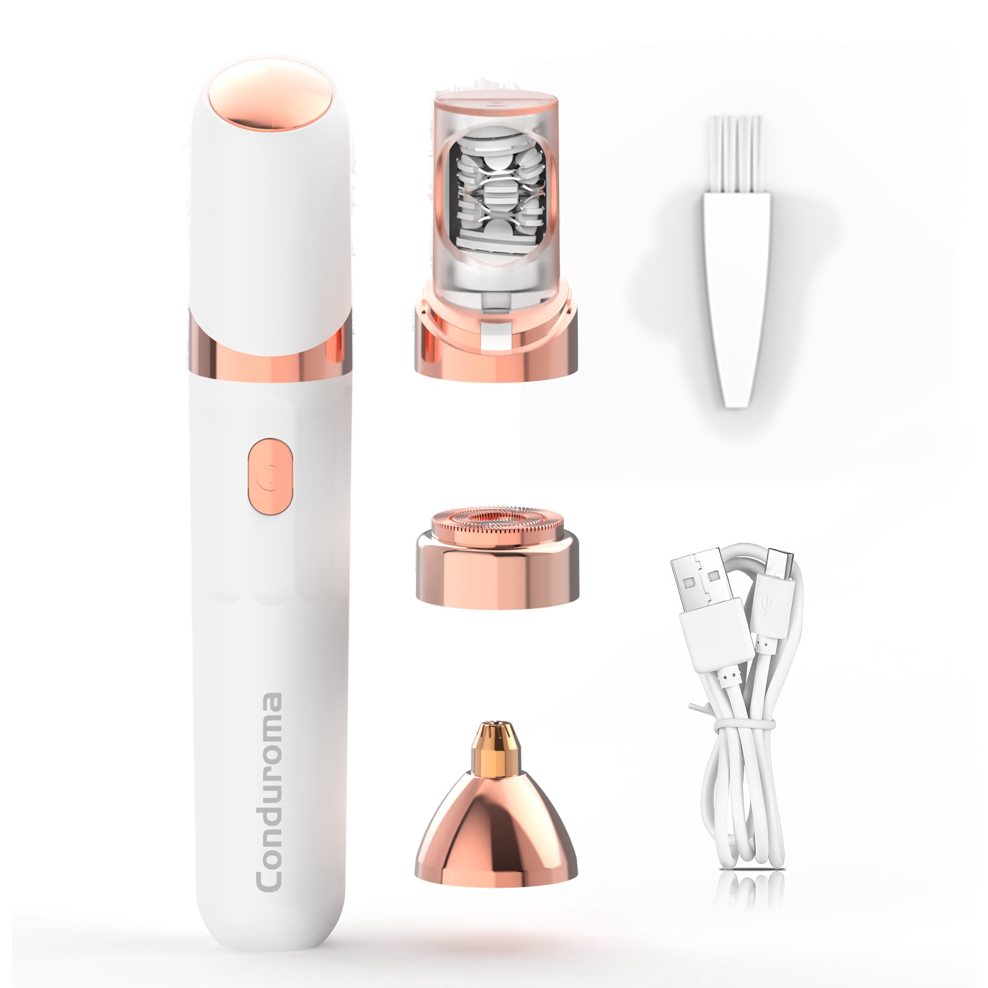 3-in-1 electric epilator and facial trimmer with built-in LED light ...