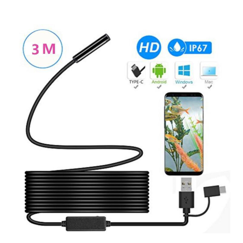 3-in-1 hard cable endoscope usb android endoscope camera 3m c-type ...
