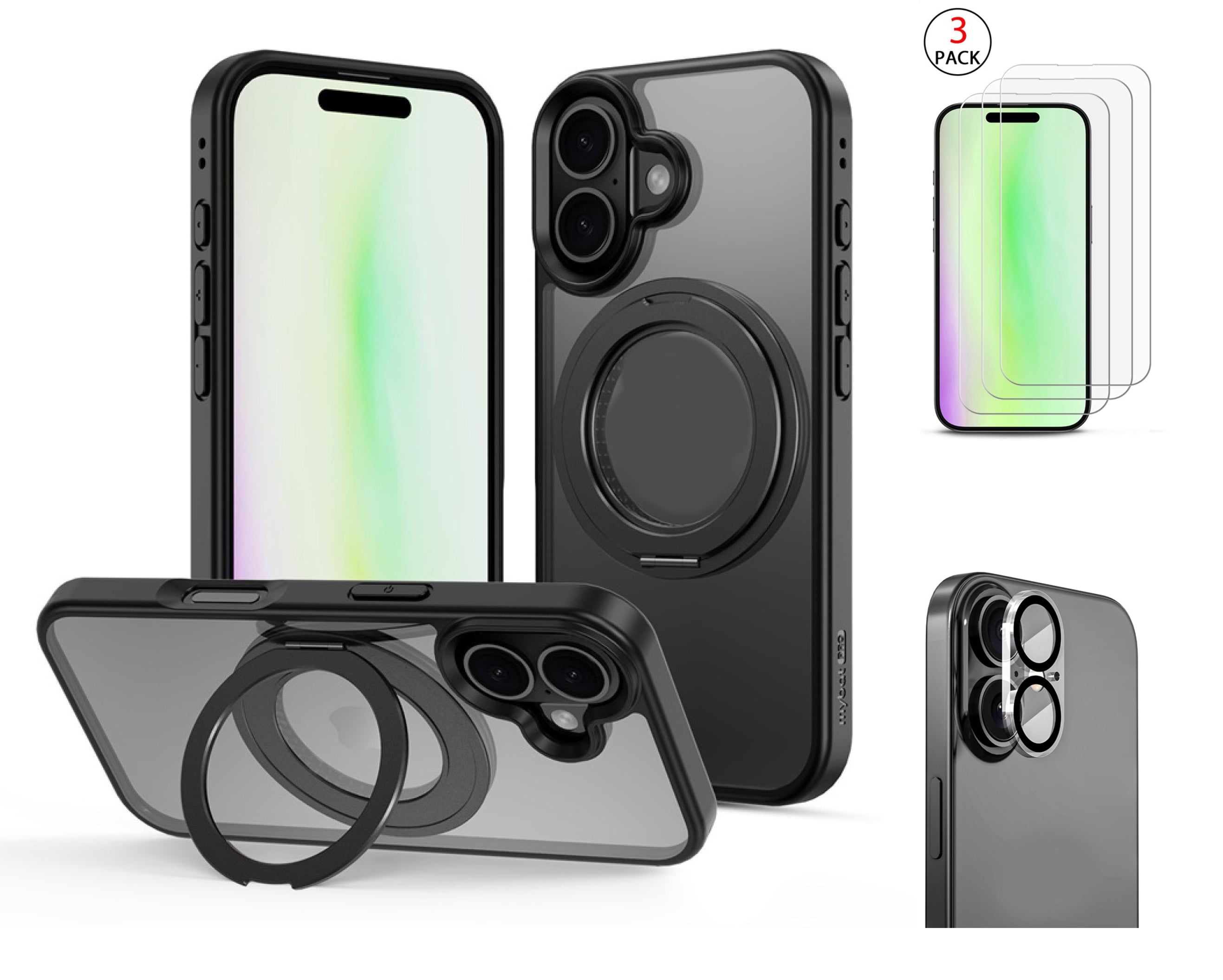 3-in-1 iPhone 17 Protection Bundle – 3-Pack Tempered Glass Screen ...