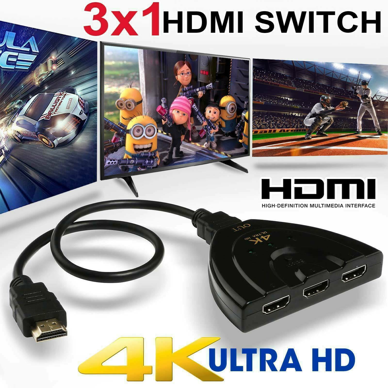 3 in 1 out HDMI converter Auto Select 4K 1080P HDMI Switch Switcher PS4 ...