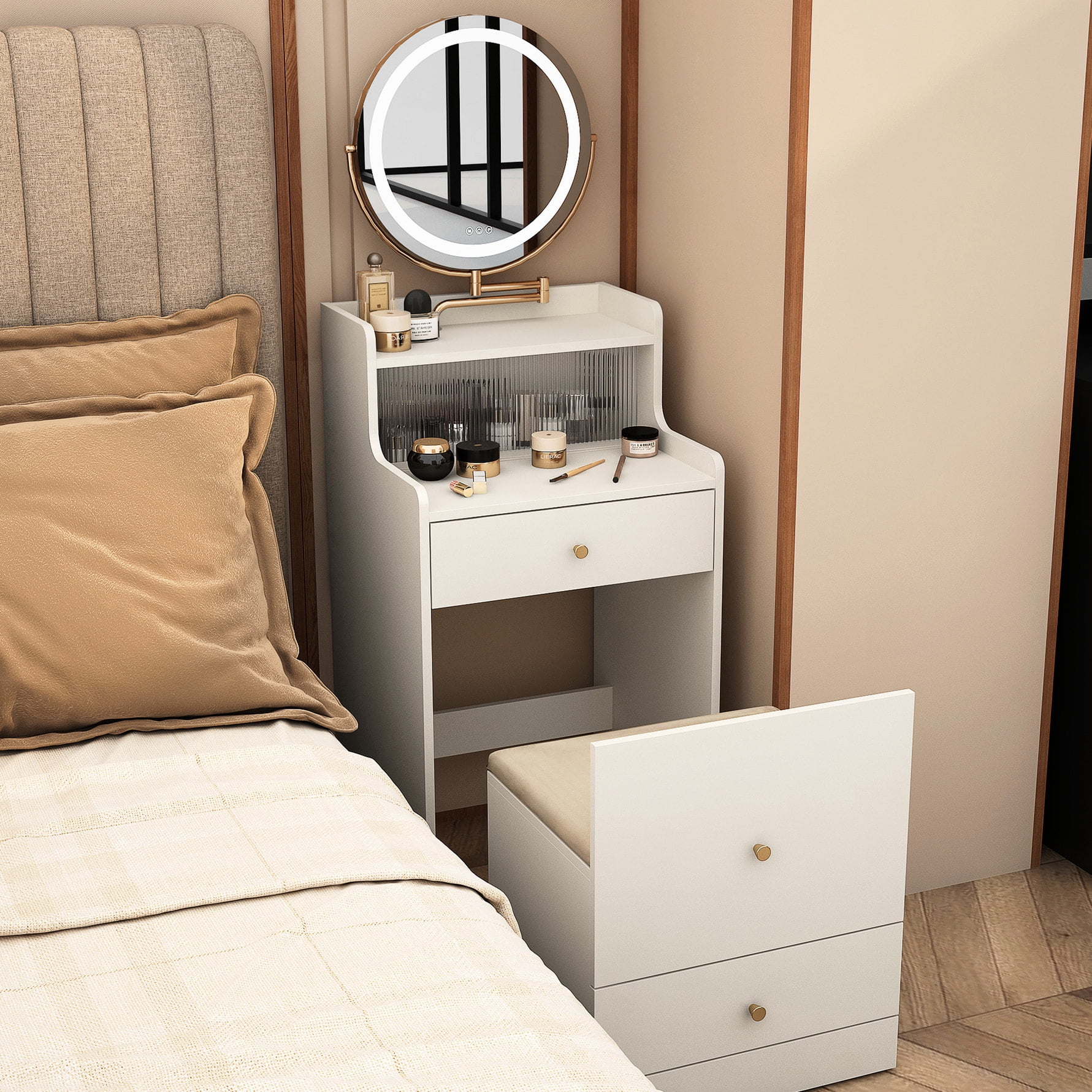3 in 1 white dressing table - Charge while dressing and use drawer ...