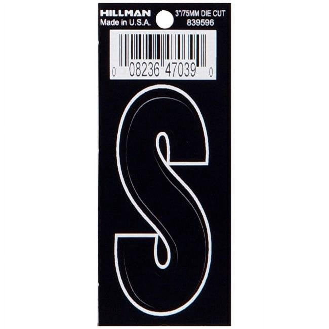 3 in. Black Glossy Vinyl Thin Die-Cut Adhesive Letter - S - 6 Piece ...