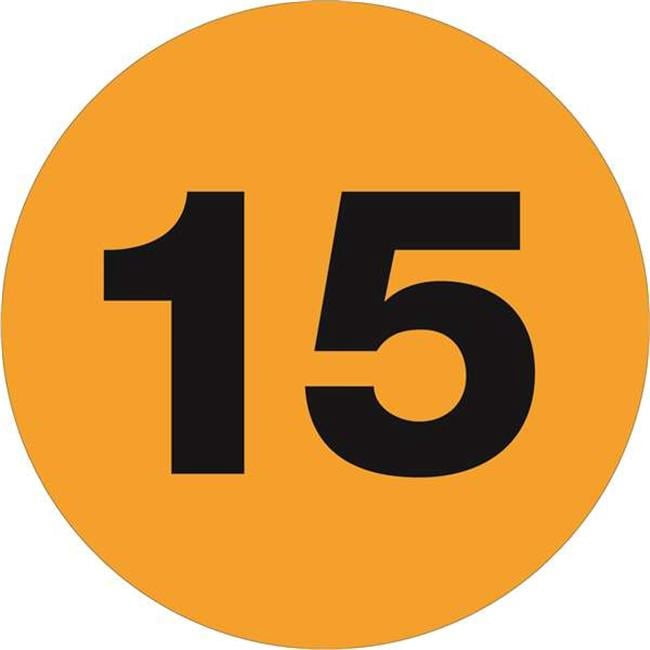 3 in. Circle - 15 Fluorescent Orange Number Labels - Roll of 500 ...