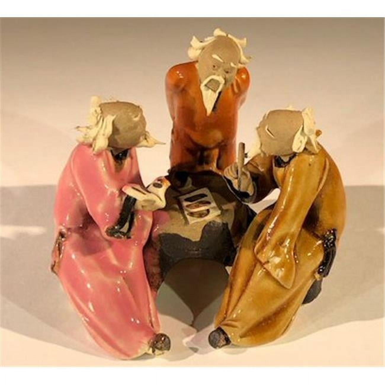 3 in. Miniature Ceramic Figurine - Three Men Sitting At A Table ...