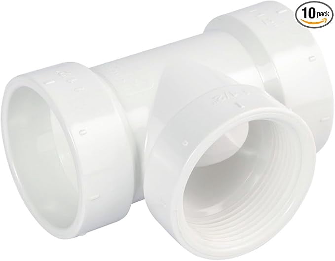3 in. PVC DWV Flush Cleanout Tee, Hub x Hub x FPT White Drain, Waste ...