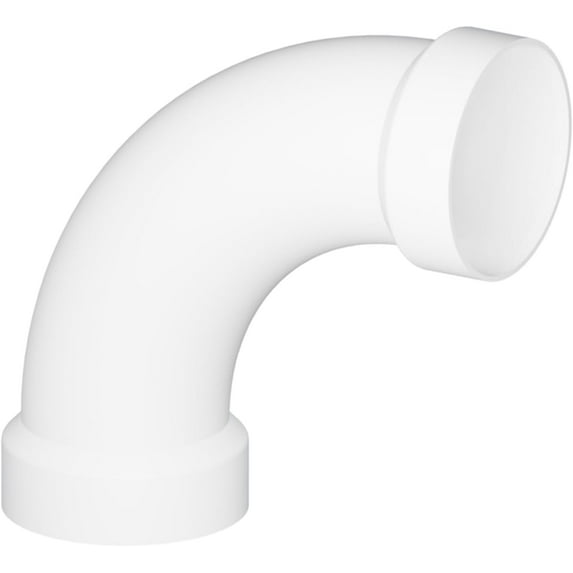 3 in. PVC DWV Long Sweep 1/4 Bend 90° Elbow, Hub x Hub Plumbing Fitting ...