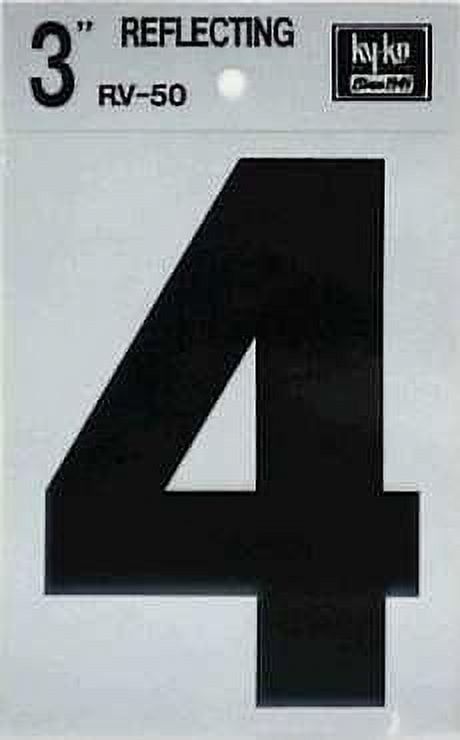 3 in. Reflective Black Vinyl Number 4 Self-Adhesive 1 pc. - Walmart.com