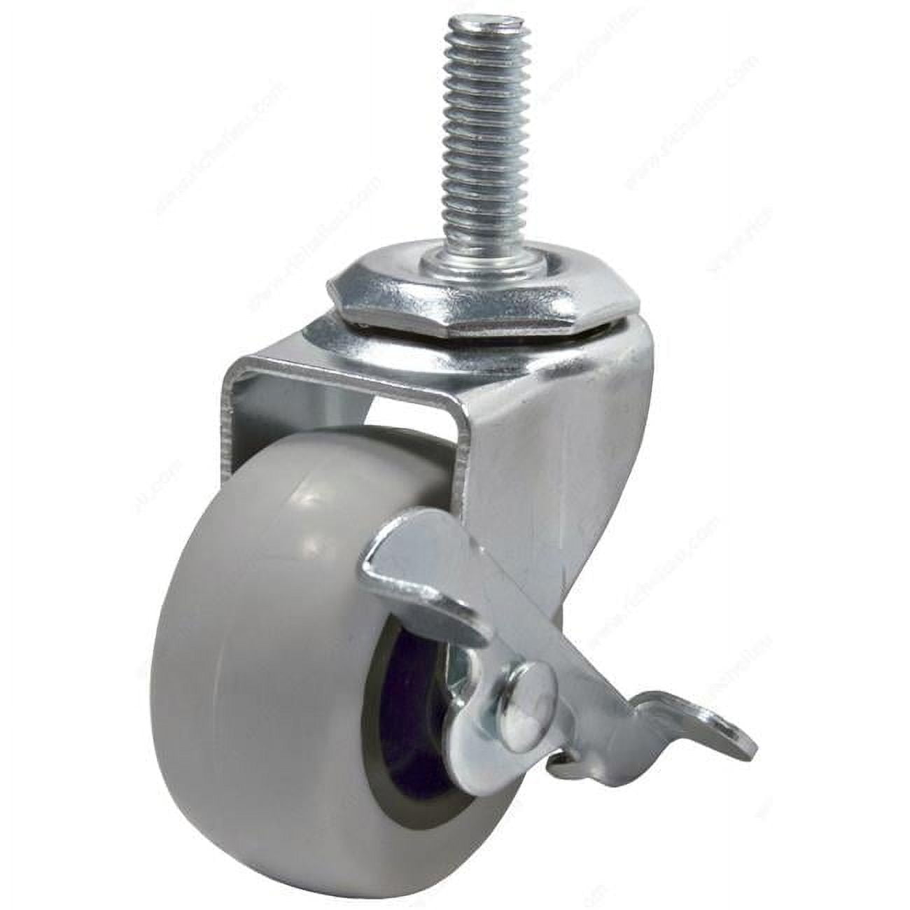 3 in. Threaded Stem & Brake Thermoplastic Rubber General Caster, Gray ...