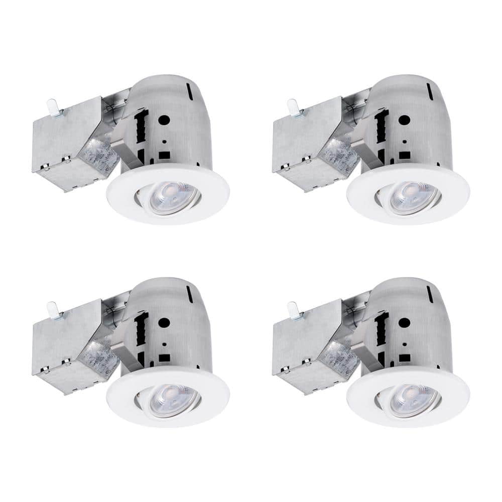 3 in. White IC Rated Dimmable Recessed Lighting Kit, LED Bulbs Included ...