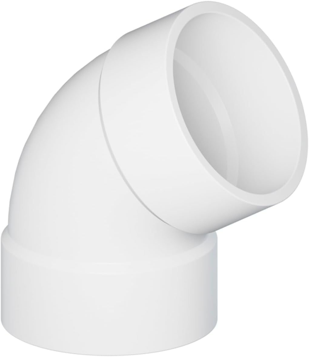 3 in. White PVC DWV 1/6 Bend 60° Elbow, Hub x Hub Fitting for Drain ...