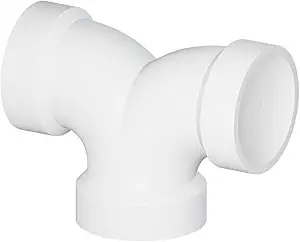 3 in. White PVC DWV Double 1/4 Bend 90° Elbow, Hub x Hub x Hub, Drain ...