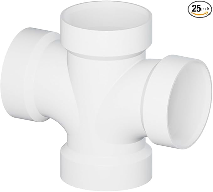 3 in. White PVC DWV Double Sanitary Tee Hub PVC Drain, Waste & Vent ...