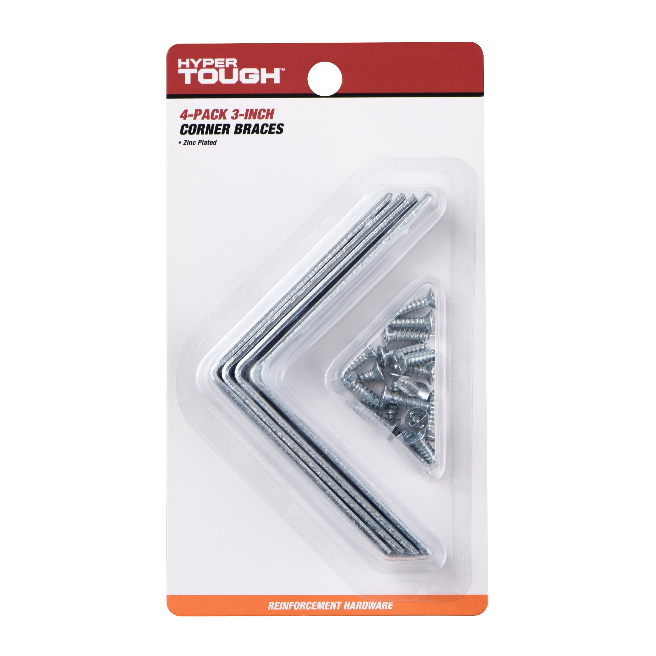 Hyper Tough 3 in. x 3 in.Corner Brace, Steel, Zinc Plated (4 Pack ...