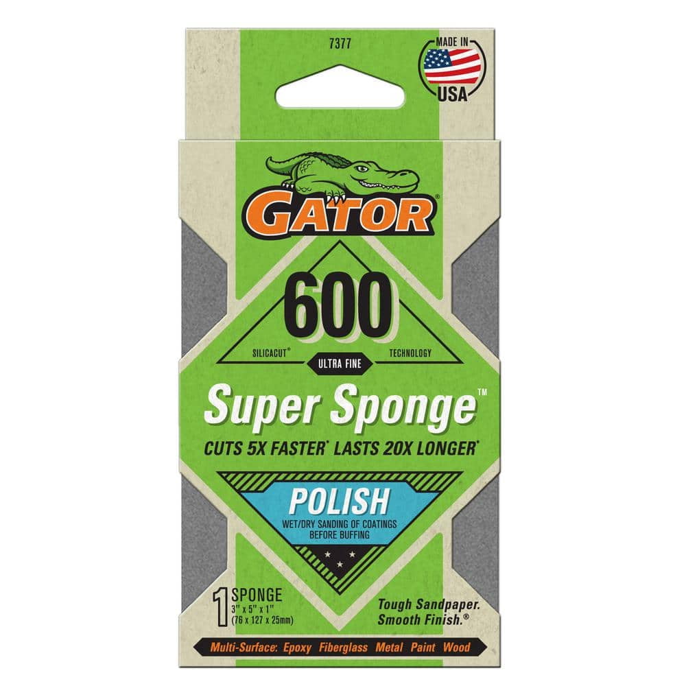 3 in. x 5 in. x 1 in. 600 Grit Super Sponge Sanding Sponge (1-Pack ...