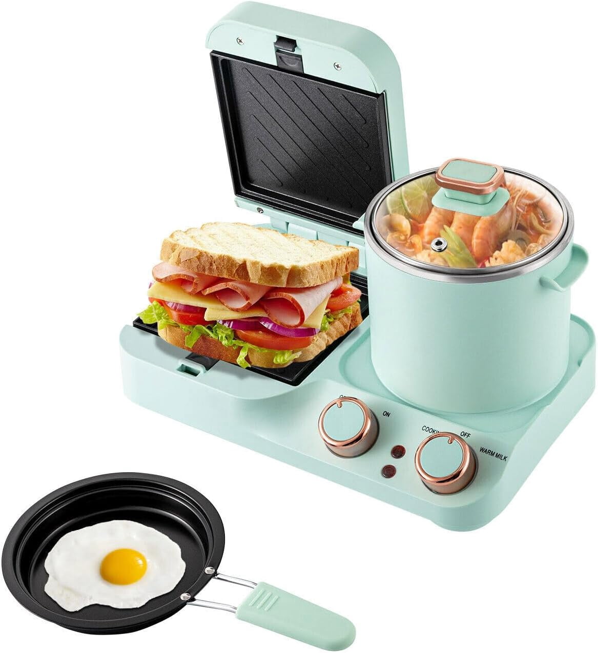3 in1 Breakfast Station, Electric Mini Toaster Bread Breakfast Machine ...