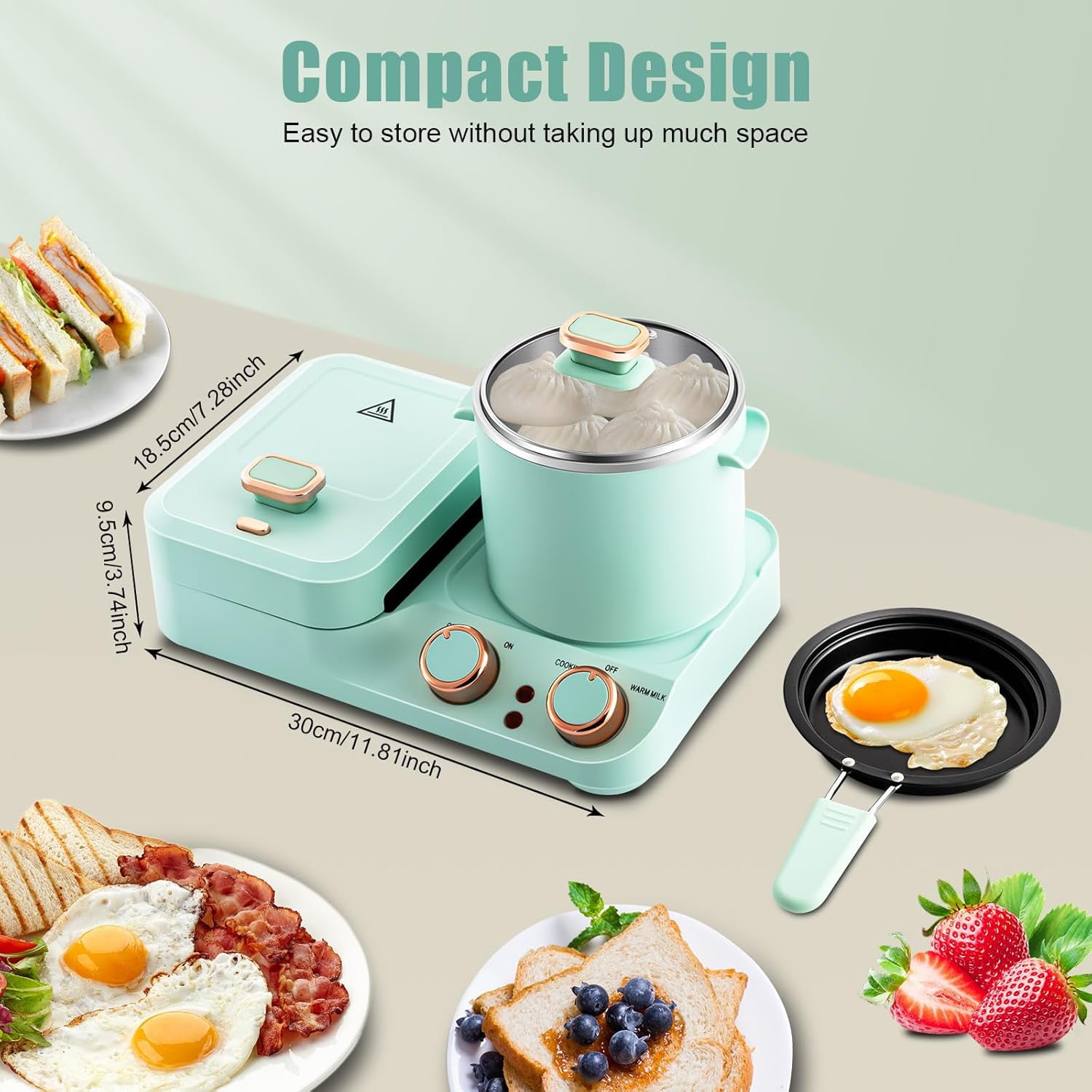 3 in 1 Retro Breakfast Maker - Electric Toaster, Sandwich Press, Frying ...
