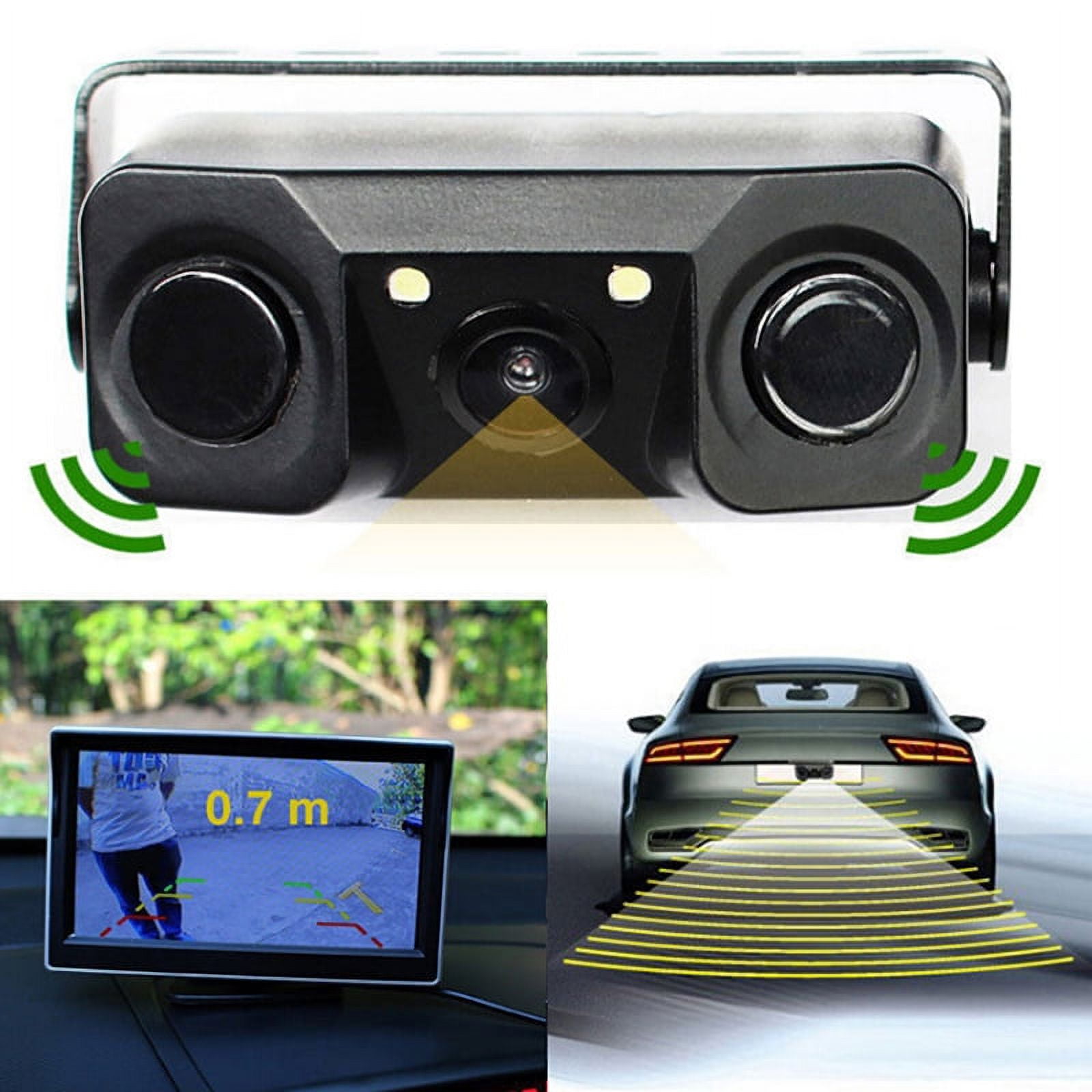 3 in1 Car Parking Reversing Radar Sensors Rear View Backup 170° Camera ...
