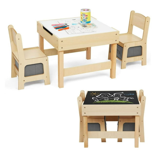 3 in1 Toddler Table Chair Set, Kids Table and Chair Set with Blackboard ...