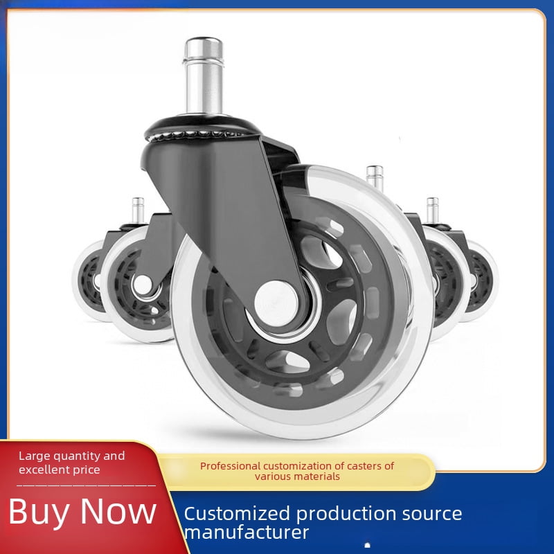 3 inch 2.5 inch stick PU office chair wheel with brake transparent ...