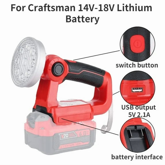 3 inch Emergency Light For Crafts*man 14.4V-20V Lithium Battery ...