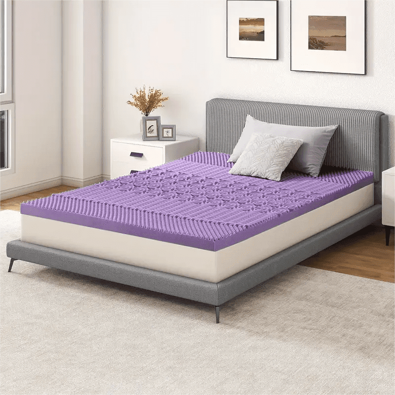 4 inch Full Size Dual Layer Mattress Topper, 7-Zone Memory Foam with ...