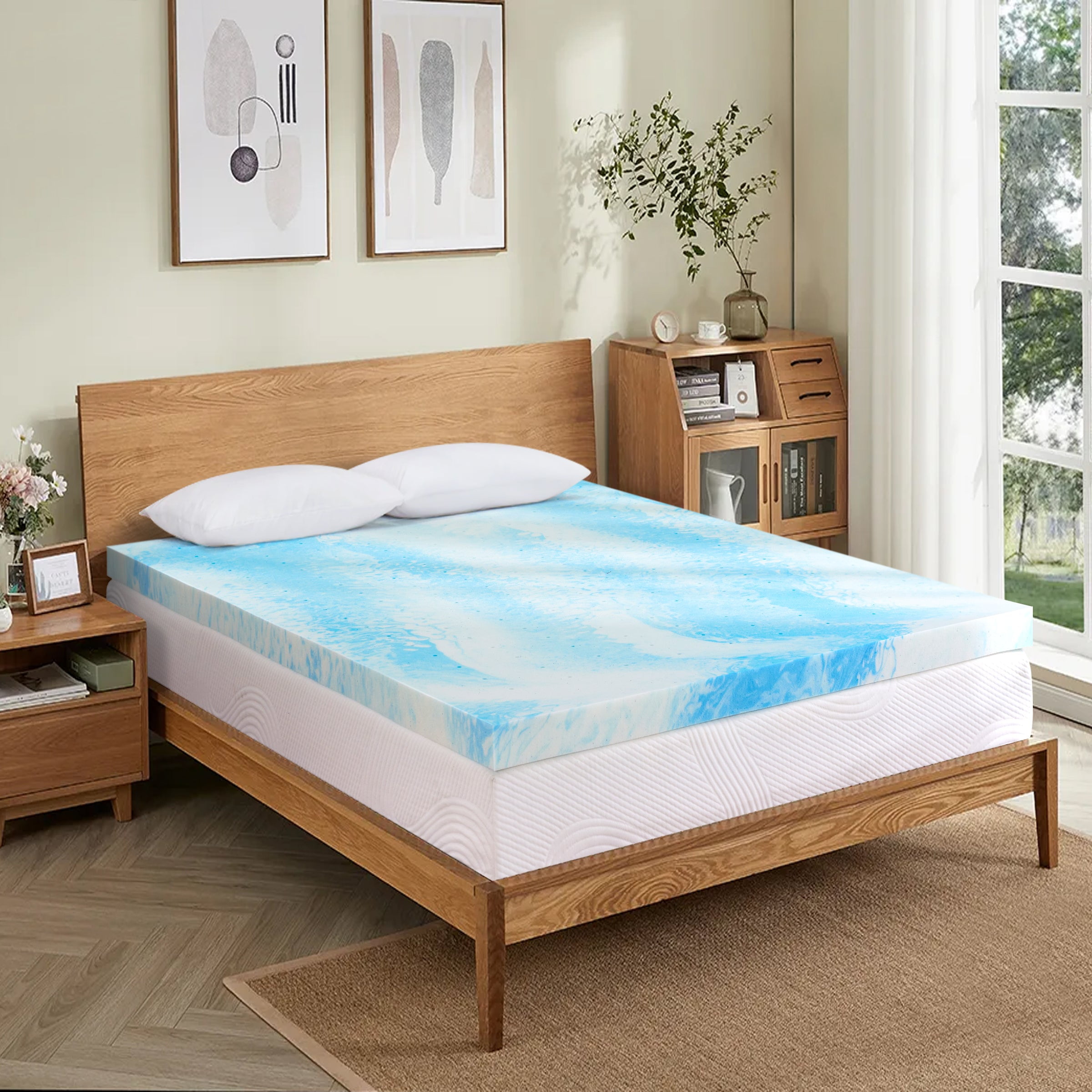 3 inch Gel Wave Memory Foam Soft Bed Mattress Pad Pressure Relief ...