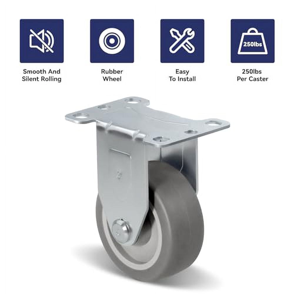 3 inch Heavy Duty Casters Set of 4 Caster Wheels for Cart Furniture ...