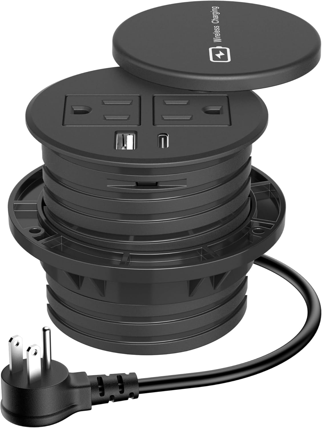 3-inch Hole Desktop Power Grommet with 15W Wireless Charger, 20W USB C ...