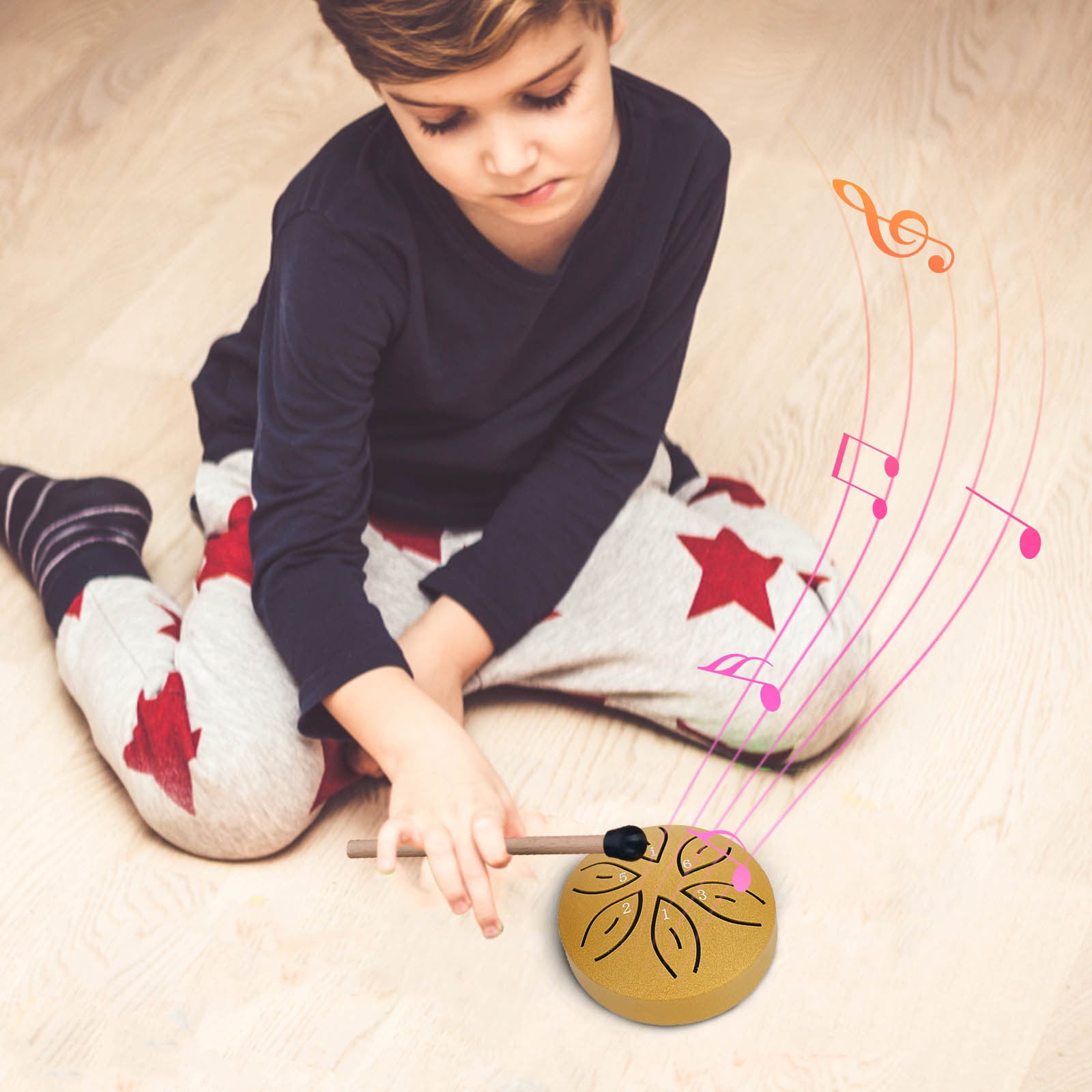 3-inch Mini Rain Drum - 6-Tone Steel Tongue Drum Percussion Instrument ...