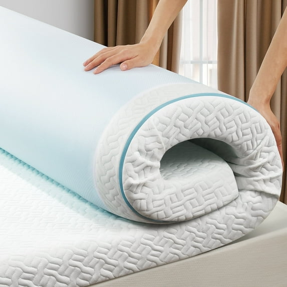King Size 3 inch Gel Memory Foam Mattress Topper, Non-Slip, Washable ...