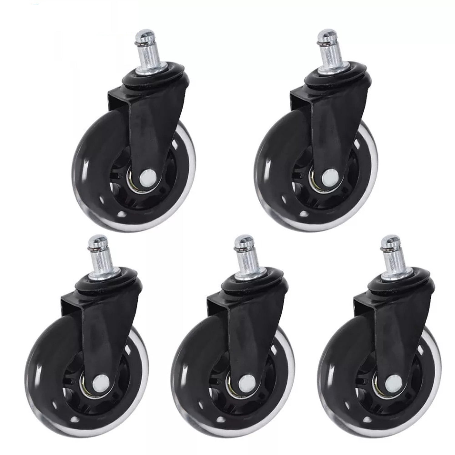 3 inch Office Chair Caster Rubber Swivel Wheels Replacement Heavy Duty ...