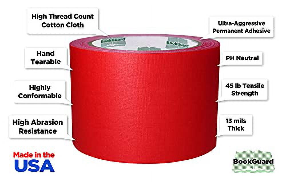 3 inch Premium Bookbinding Repair Cloth Tape, 15 Yard Roll, Red ...