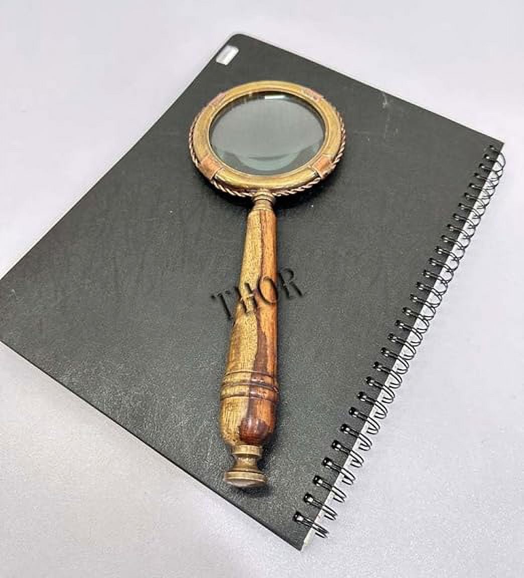 3 inch Premium Brass Framed Magnifying Glass with Wooden Natural Handle ...