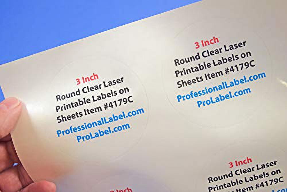 3 inch Round Clear Glossy Laser Printable Labels 50 Sheets 4179C ...